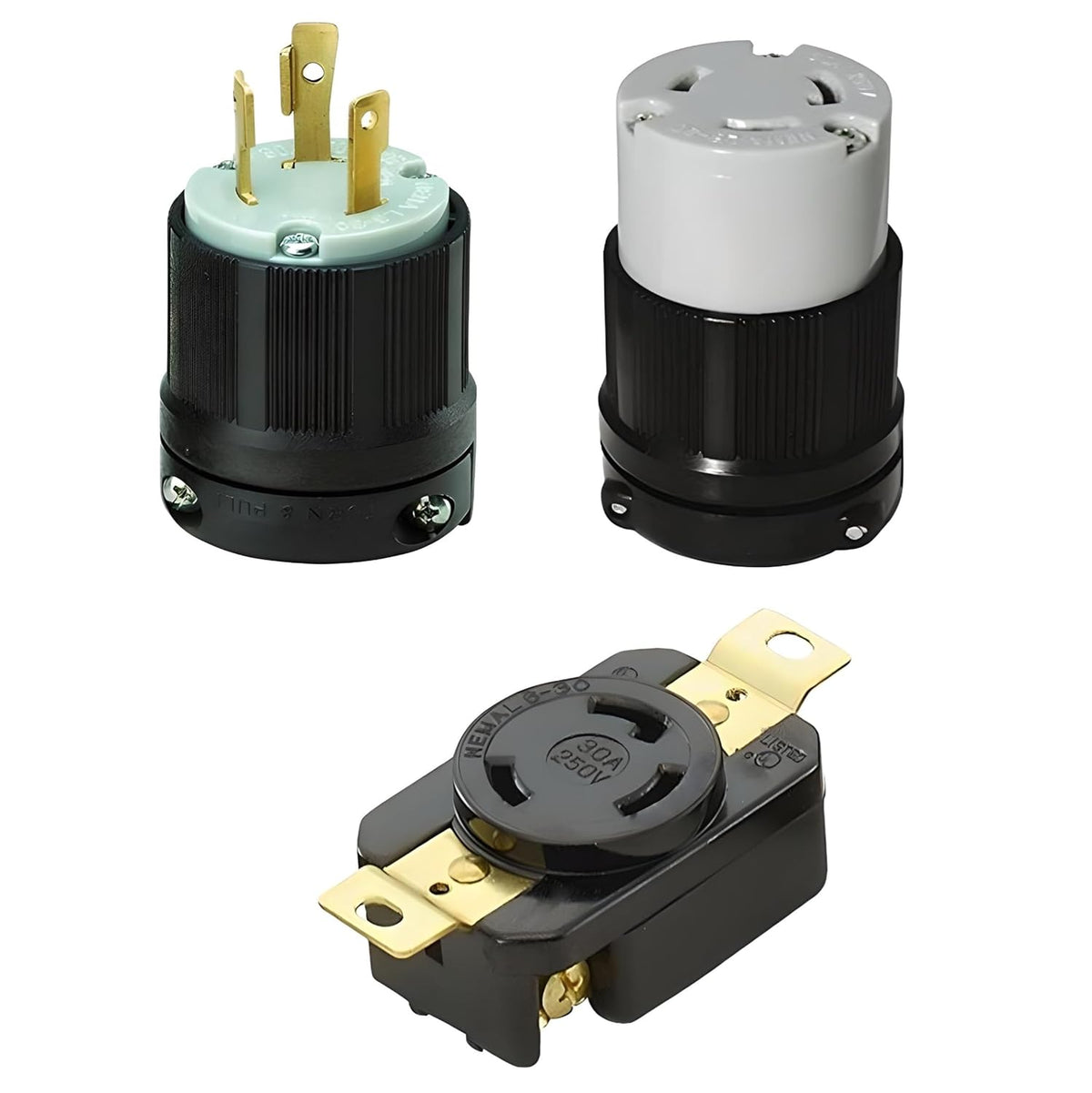 L6-30 Grounding Locking Plug, Connector and Receptacle Set | 250V - 30 ...